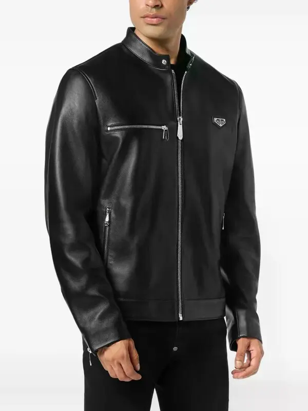 Philipp Plein Zip-fastening Leather Jacket - Black
