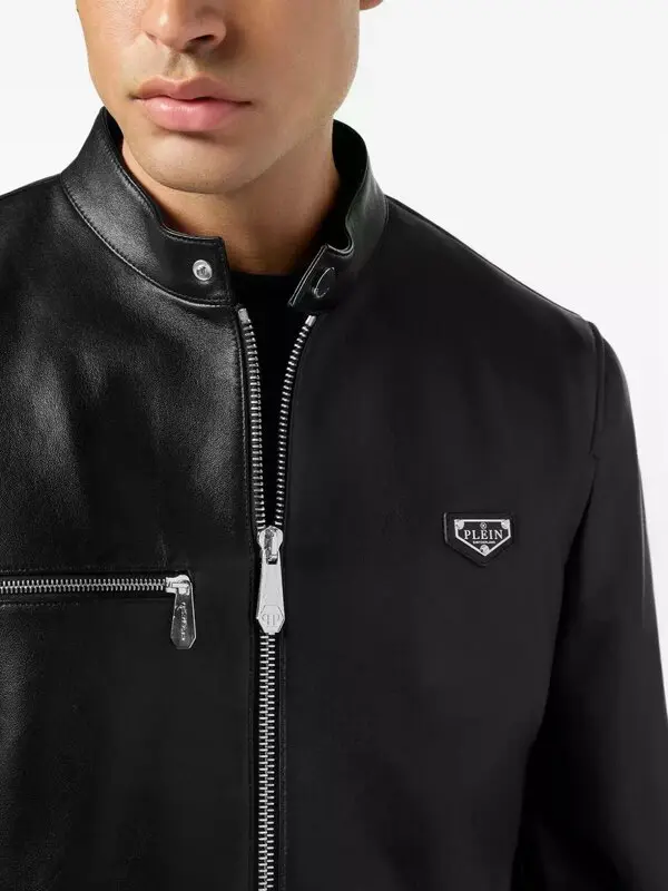 Philipp Plein Zip-fastening Leather Jacket - Black