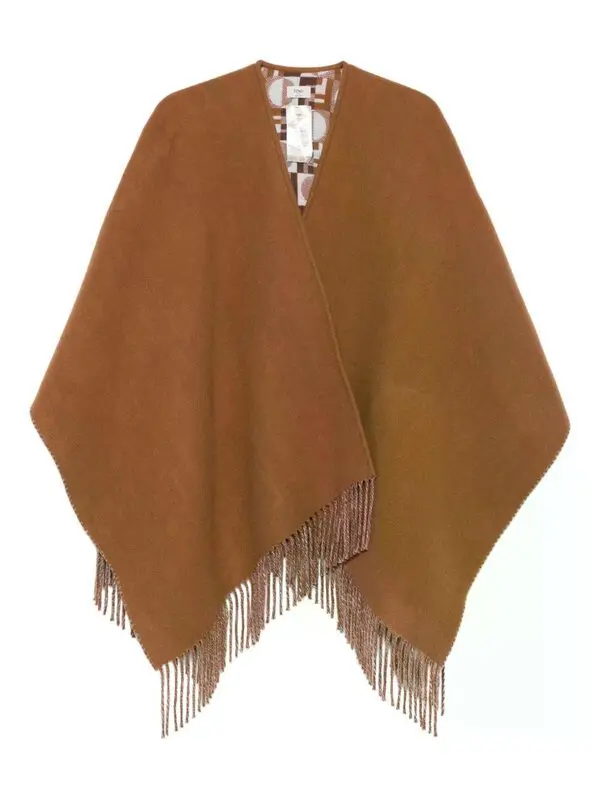 Fendi Fringe Detail Cape - Brown