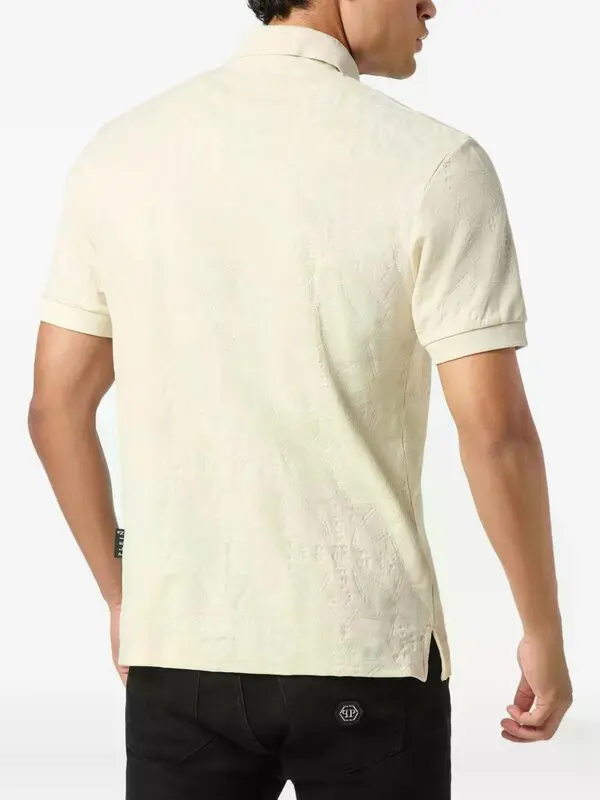 Philipp Plein Logo-patch Jacquard Polo Shirt - Neutrals