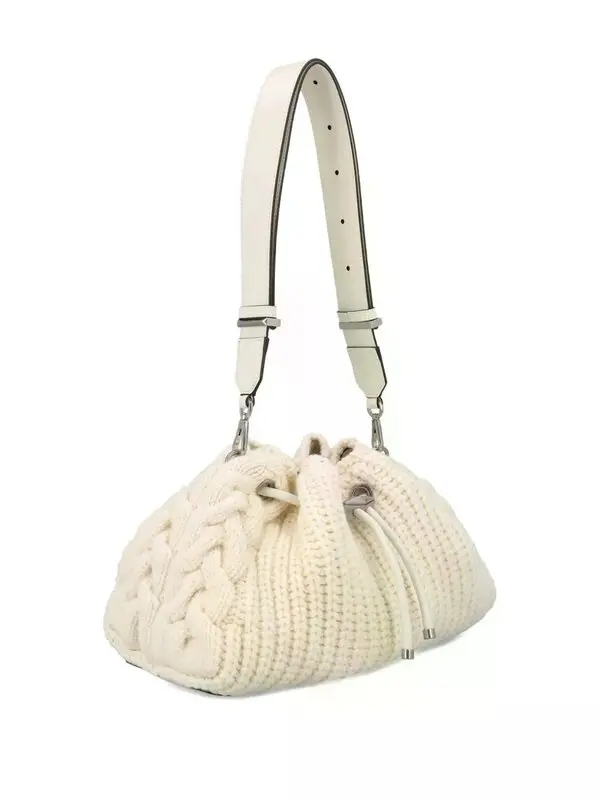 JIMMY CHOO Cable-knit Drawstring Shoulder Bag