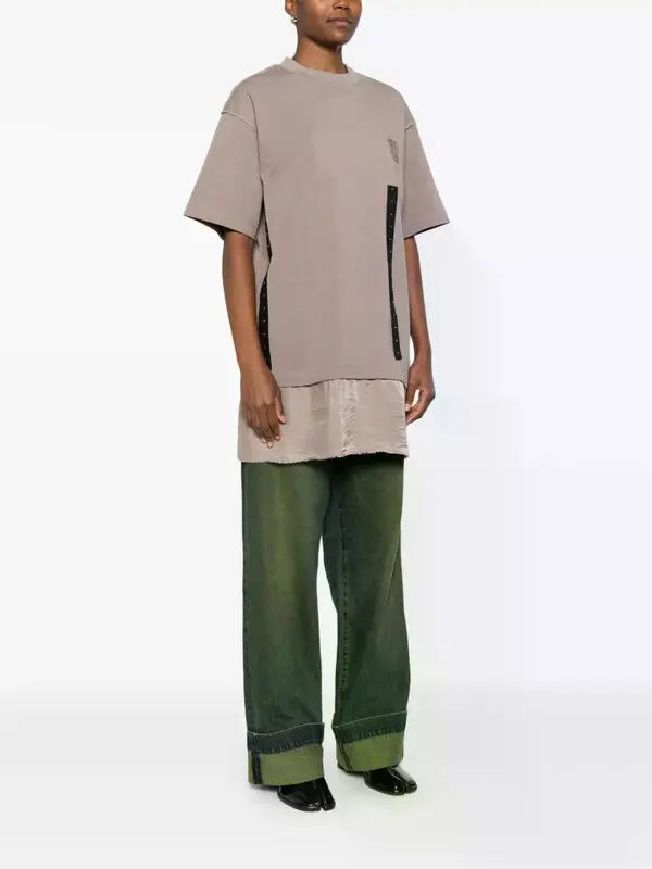 FEDERICO CINA Panelled Crew-neck T-shirt - Brown
