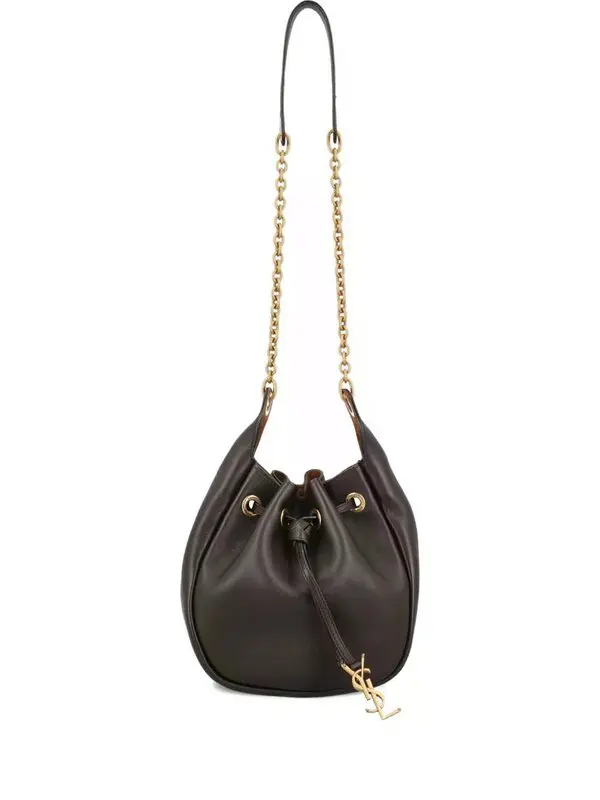 Saint Laurent Paris Drawstring Chain Bucket Bag - Brown