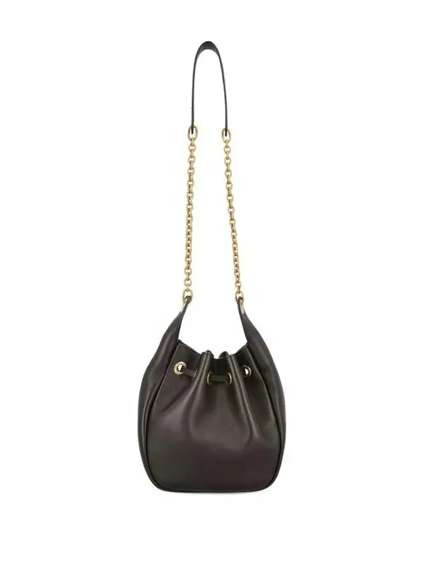Saint Laurent Paris Drawstring Chain Bucket Bag - Brown