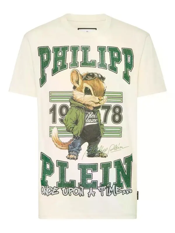 Philipp Plein Squirrel-print Crew-neck T-shirt - Neutrals