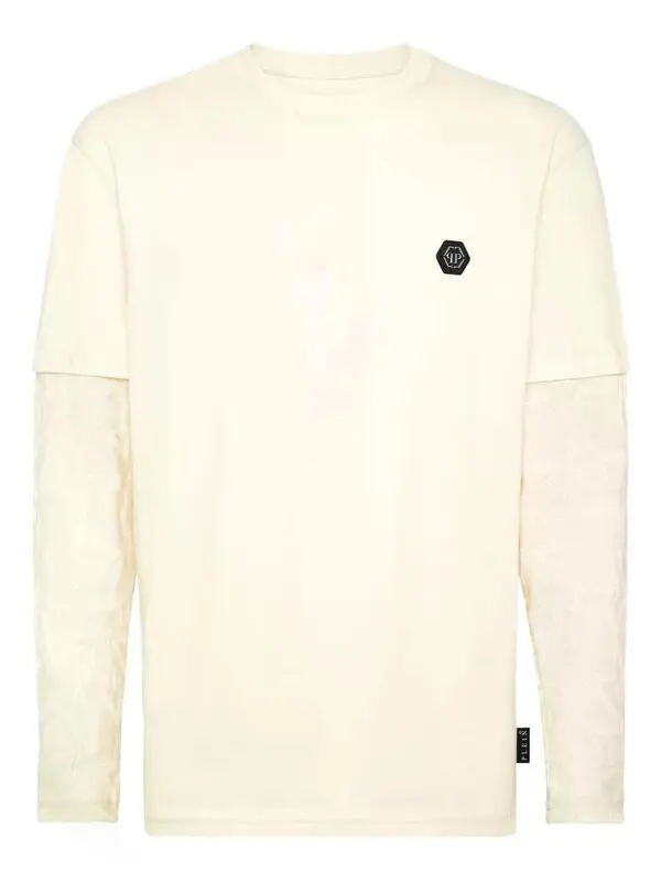 Philipp Plein Jacquard-crest Longsleeve T-shirt - Neutrals