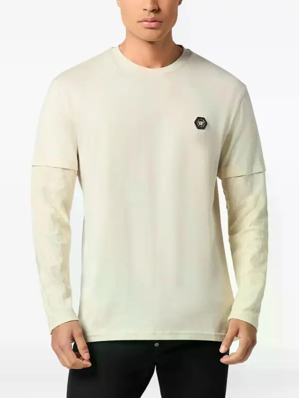 Philipp Plein Jacquard-crest Longsleeve T-shirt - Neutrals