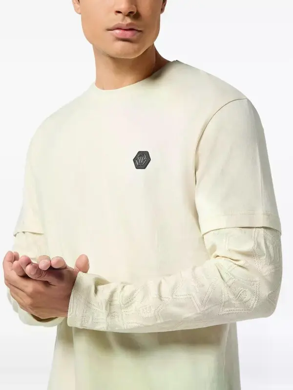 Philipp Plein Jacquard-crest Longsleeve T-shirt - Neutrals