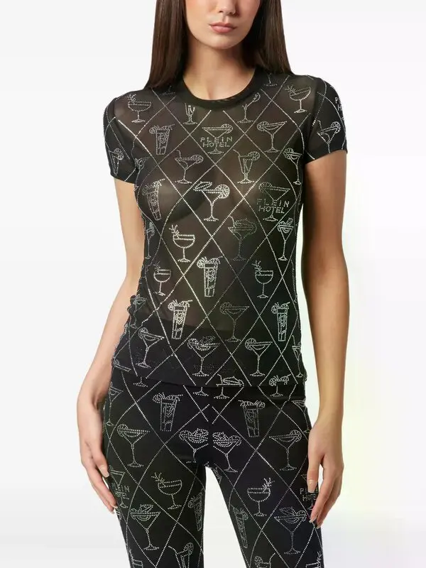 Philipp Plein Crystal-embellished Mesh T-shirt