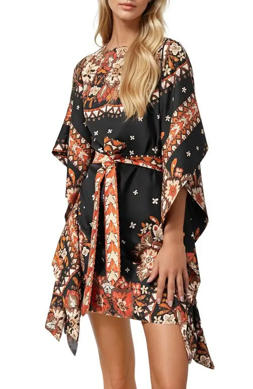 IVONNE Floral Print Mini Dress With Ribbon