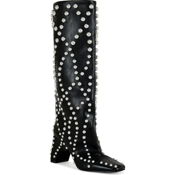 AZALEA WANG Virgile Studded Knee High Boots