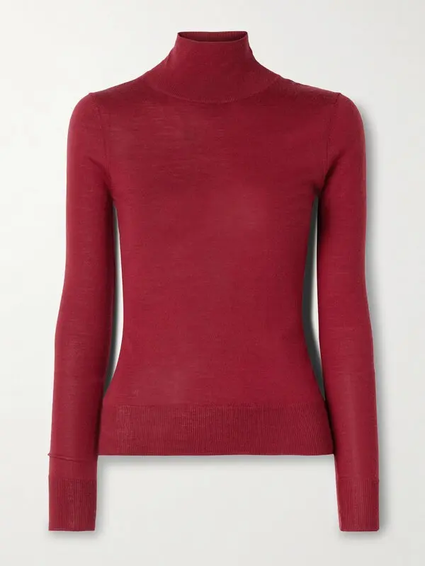 Carolina Herrera Wool And Silk-blend Turtleneck - Red