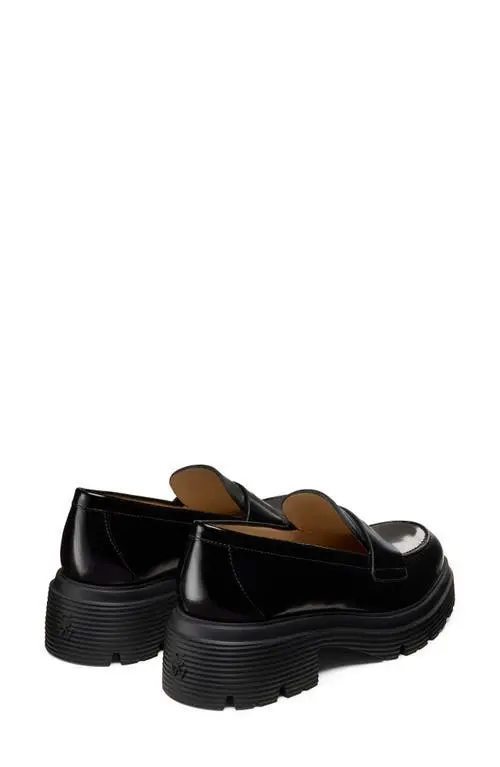 STUART WEITZMAN Hudson Lite Lugged Platform Penny Loafer - Black
