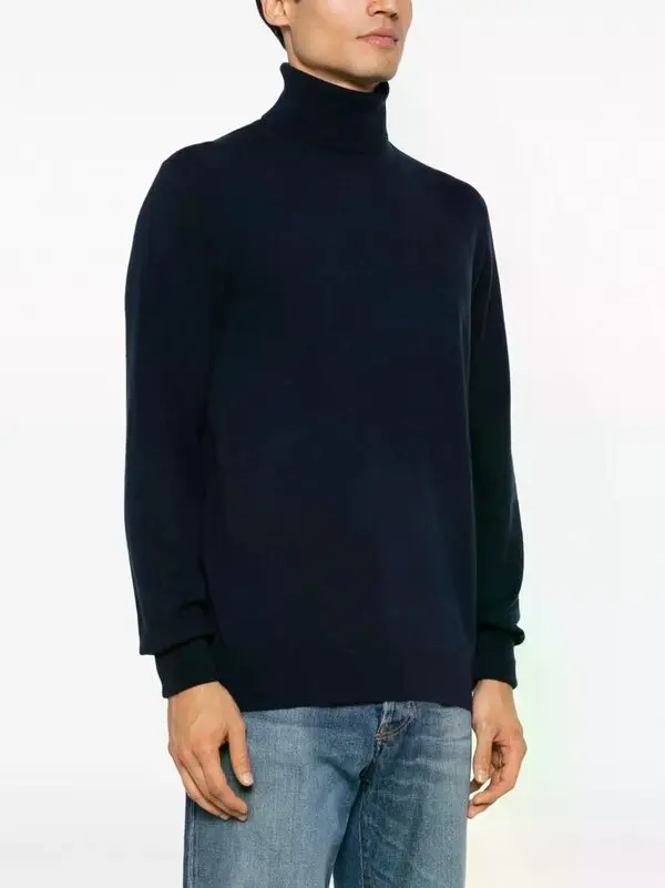 BALLANTYNE Logo-embroidered Roll-neck Cashmere Jumper - Blue