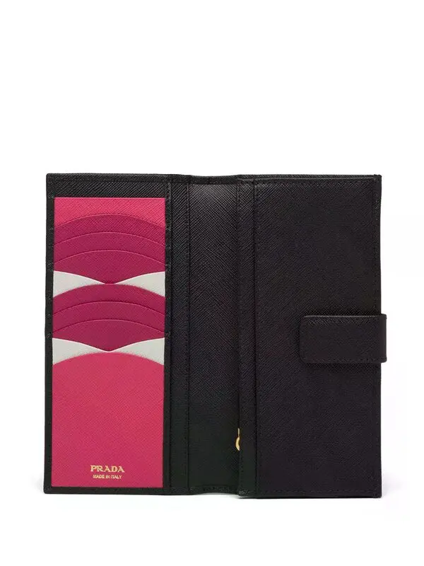 Prada Logo Lettering Continental Wallet - Black