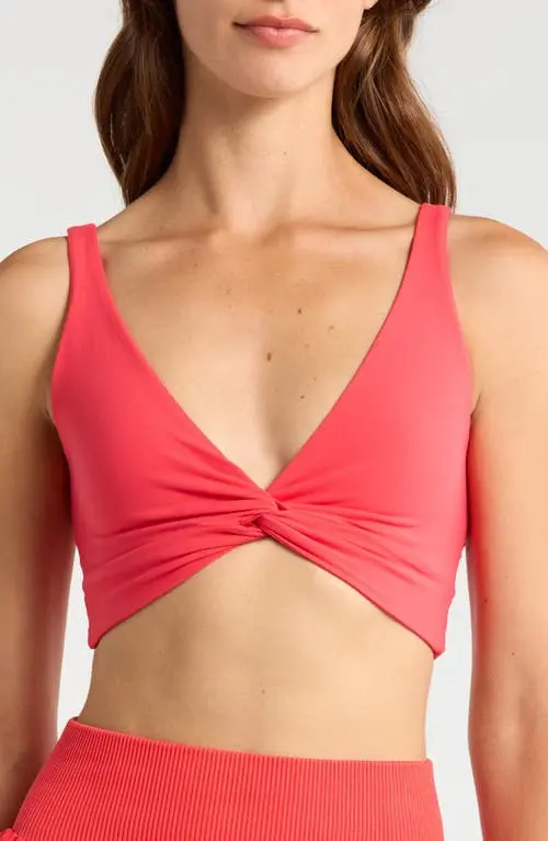 Free People Never Better Twist Front Sports Bra - Grapefruit