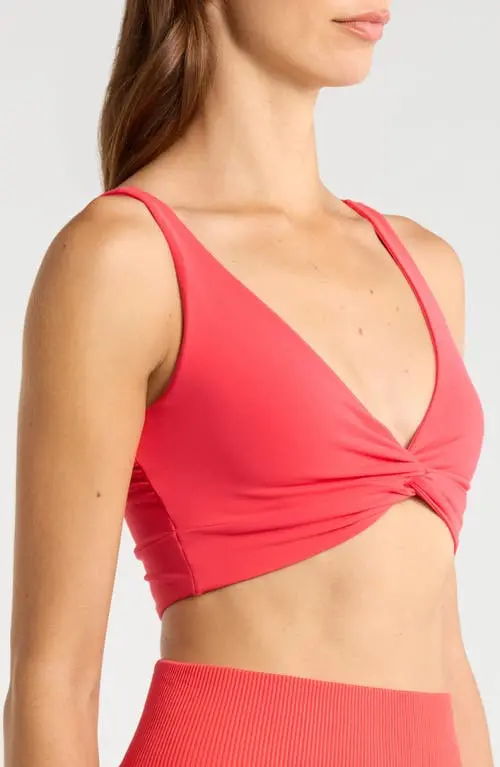 Free People Never Better Twist Front Sports Bra - Grapefruit