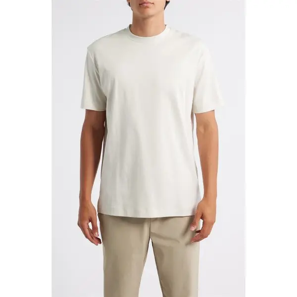 AURELIEN Aur1 Solid Cotton T-shirt - Ecru