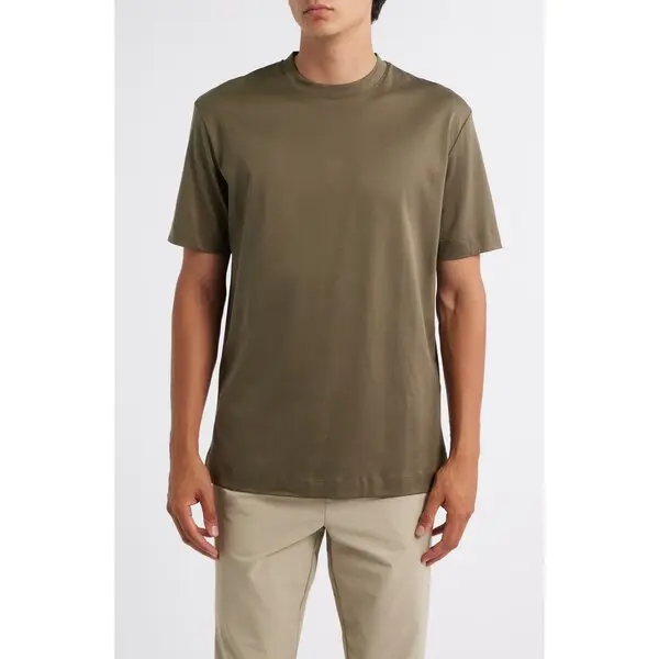 AURELIEN Aur1 Solid Cotton T-shirt - Olive