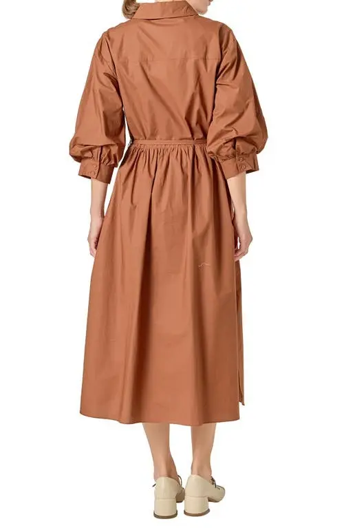 English Factory Flared Cotton Midi Shirt Dress