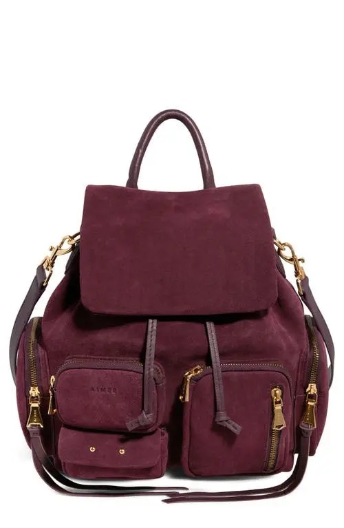 AIMEE Leather Backpack - Cherry Suede