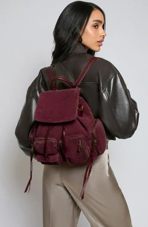 AIMEE Leather Backpack - Cherry Suede