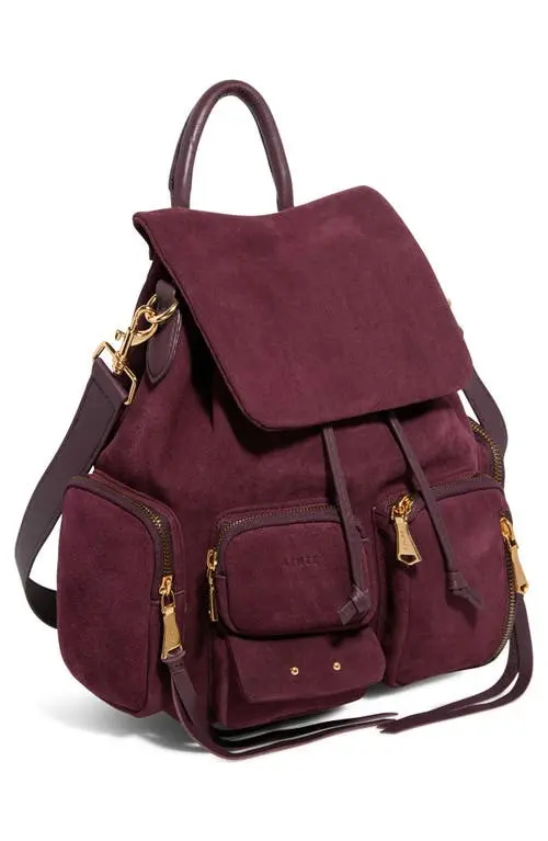 AIMEE Leather Backpack - Cherry Suede