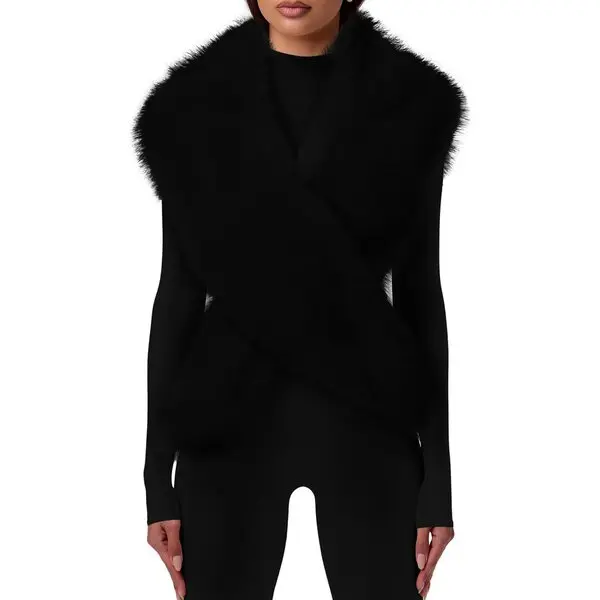 Naked Wardrobe Faux Fur Scarf - Black