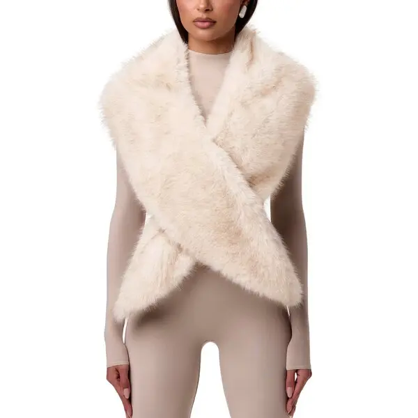Naked Wardrobe Faux Fur Scarf - Cream