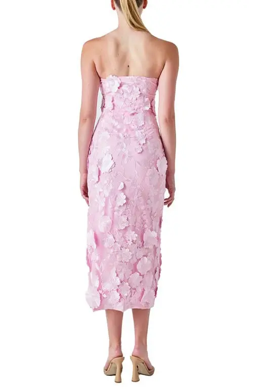 Endless Rose 3d Appliqué Strapless Maxi Dress