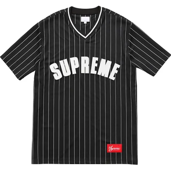 Supreme Pinstripe Baseball Jersey - Black