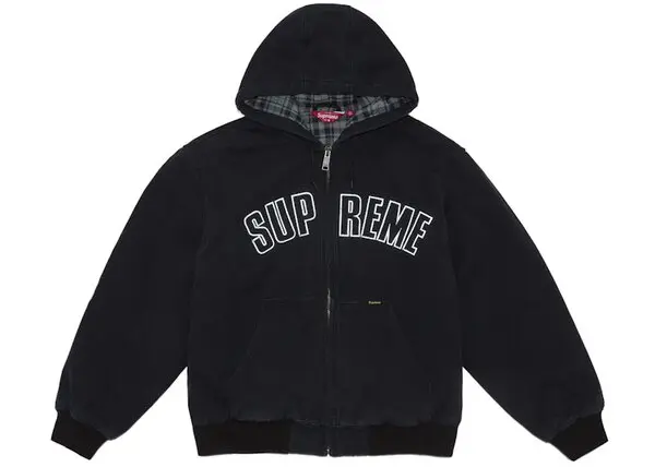 Supreme Reflective Arc Hooded Work Jacket - Black