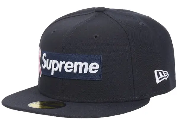 Supreme X New Era Breast Cancer Awareness Box Logo Fitted Cap - Navy Blue