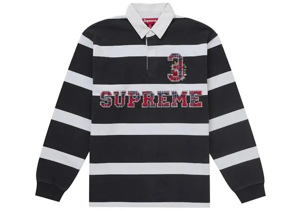 Supreme Stripe Rugby Shirt - Black