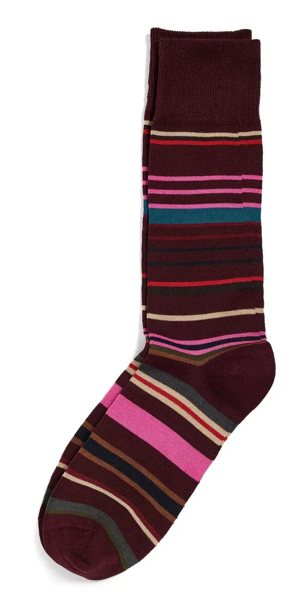 Paul Smith Lewis Striped Socks - Burgundy
