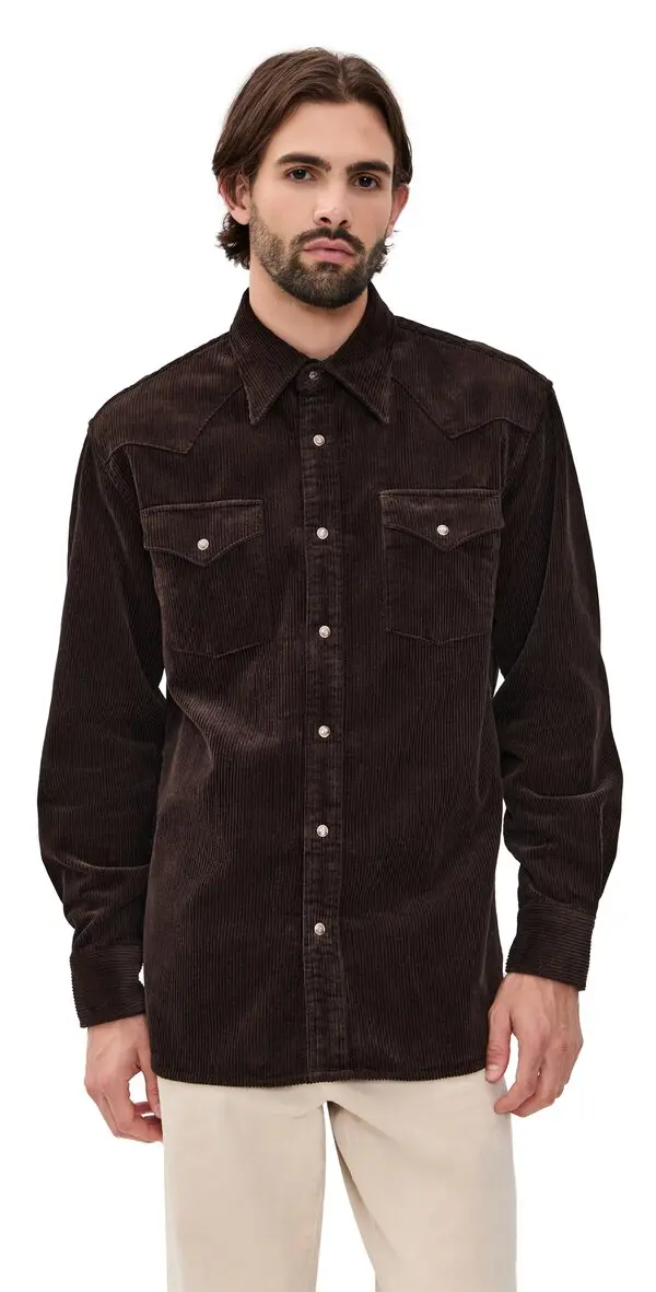 Nn07 Ricky Corduroy Western Shirt - Demitasse
