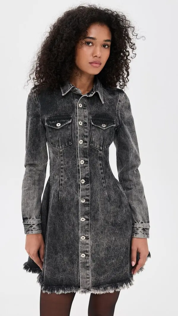 Marques' Almeida Acid Wash Denim Mini Dress Black Acid Wash