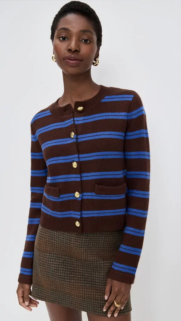 English Factory Striped Buttoned Cardigan