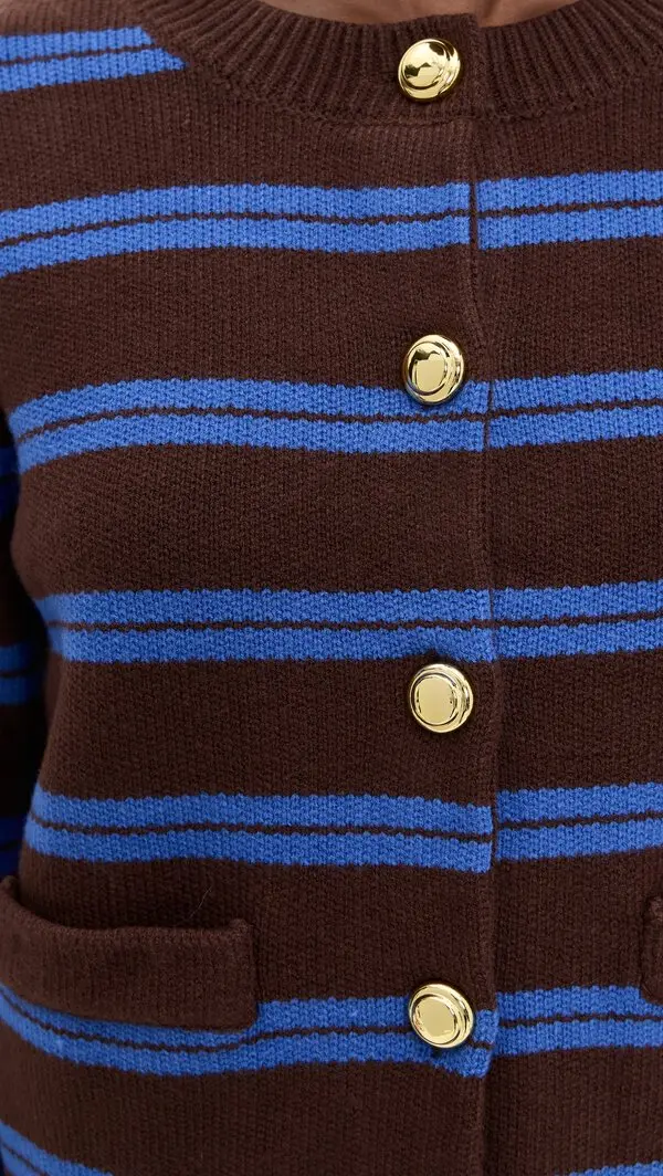 English Factory Striped Buttoned Cardigan