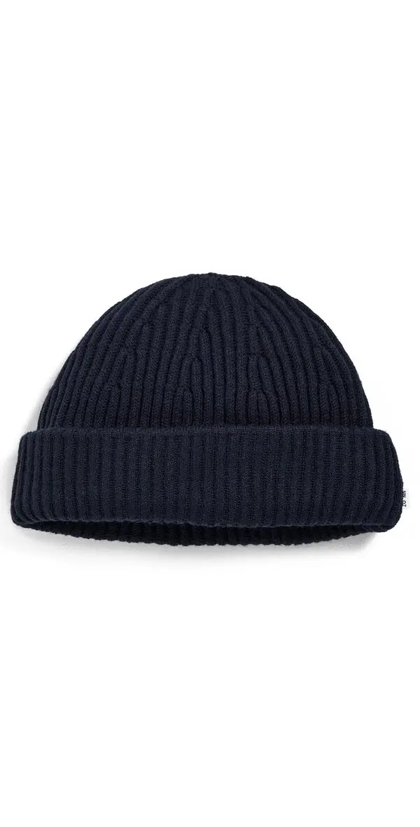 Nn07 Merino Rib Knit Beanie - Navy Blue