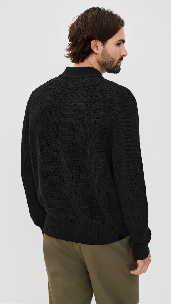 CORRIDOR Long Sleeve Slouchy Polo - Black