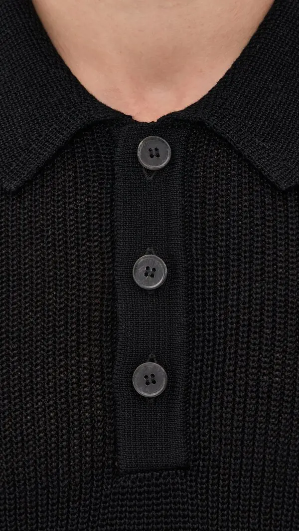 CORRIDOR Long Sleeve Slouchy Polo - Black
