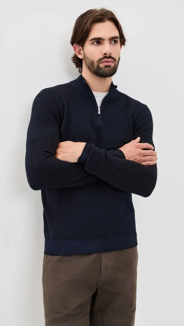 Fedeli Honeycomb Quarter Zip Sweater