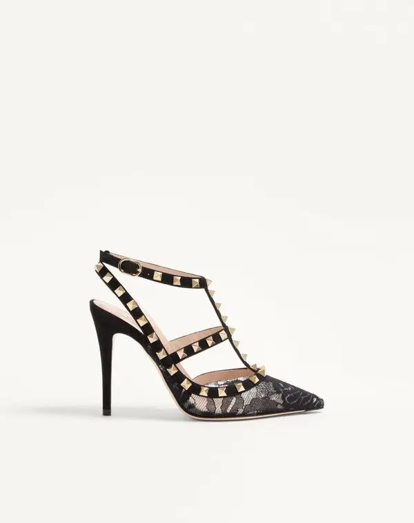 Valentino Garavani Rockstud Lace Pump - Black