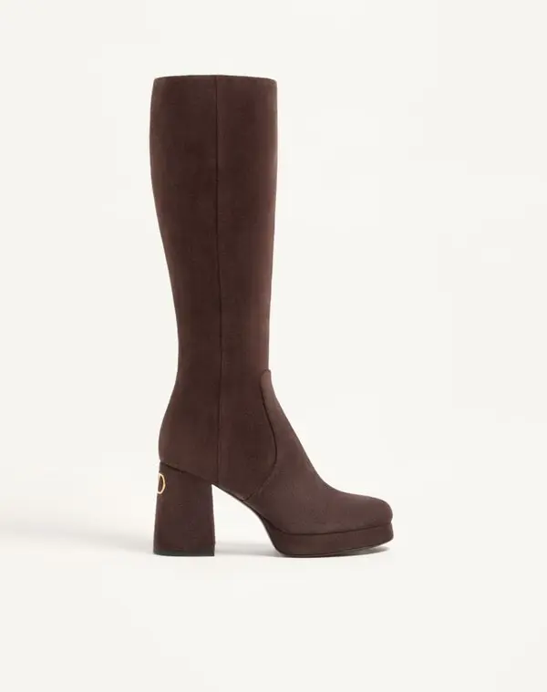 Valentino Garavani Fawcette Platform Leather Boots - Ebony