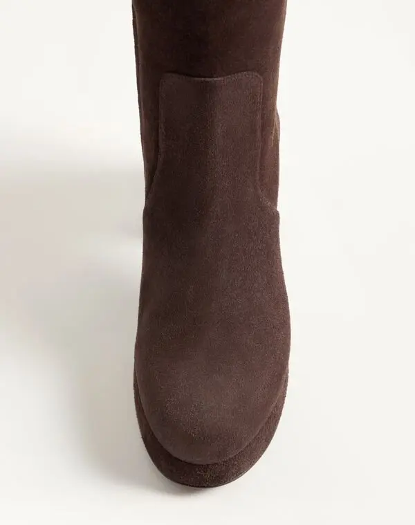 Valentino Garavani Fawcette Platform Leather Boots - Ebony