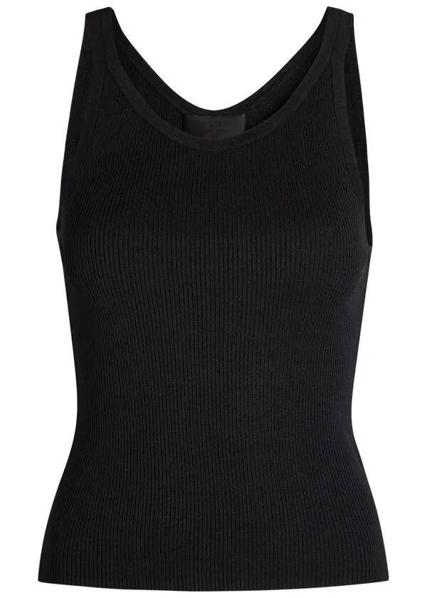 NILI LOTAN Selah Ribbed Silk Tank - Black