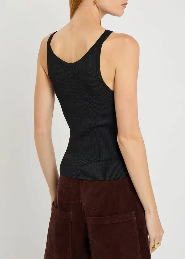 NILI LOTAN Selah Ribbed Silk Tank - Black