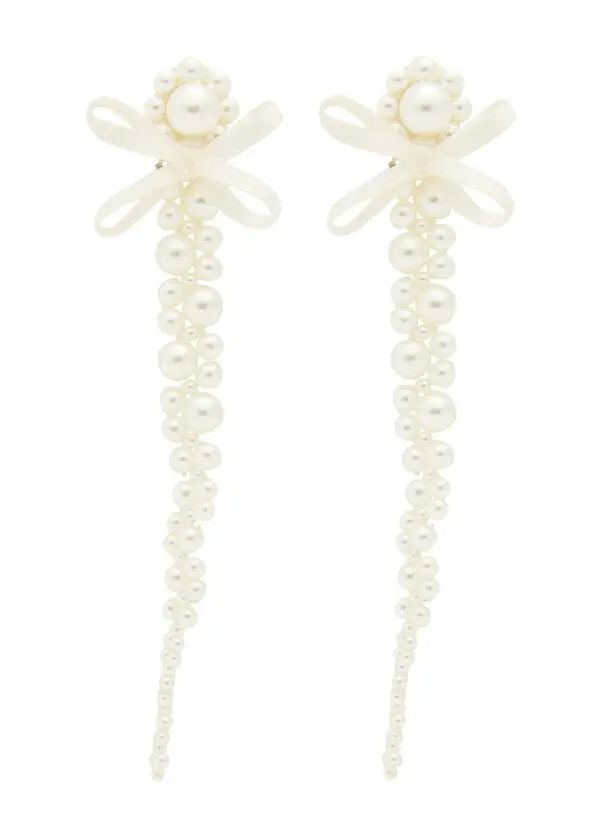 Simone Rocha Petite Bow Faux- Drop Earrings - Pearl