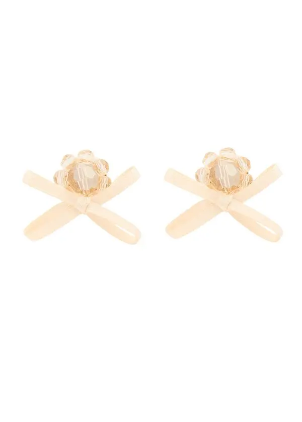 Simone Rocha Petite Bow Crystal-embellished Stud Earrings - Cream